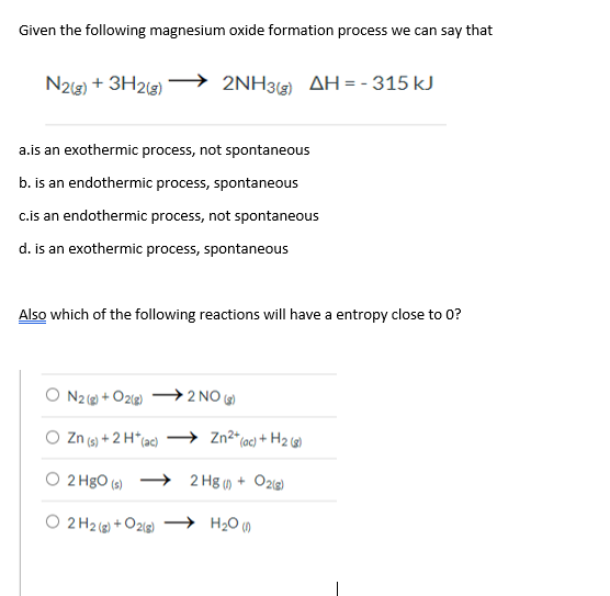 Solved Given the following magnesium oxide formation process | Chegg.com