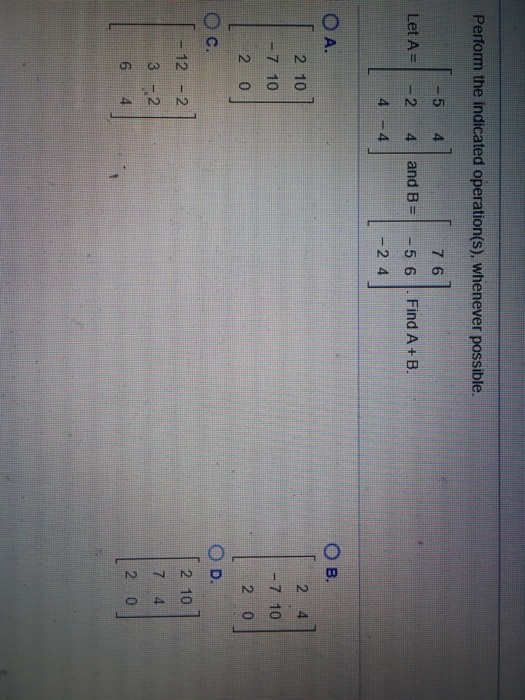 Solved Perform the row operation(s) on the given augmented | Chegg.com