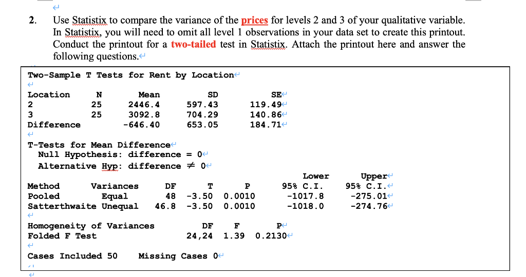 Solved Use Statistix to compare the variance of the prices | Chegg.com