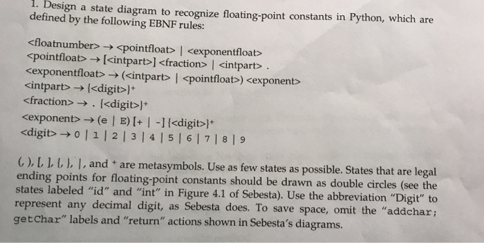 Solved 1. Design a state diagram to recognize floating-point | Chegg.com