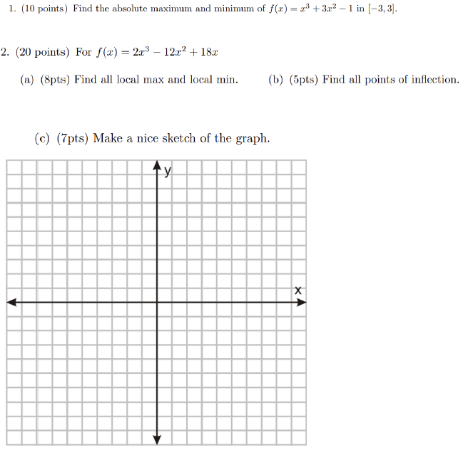 Solved 1. (10 points) Find the absolute maximum and minimum | Chegg.com