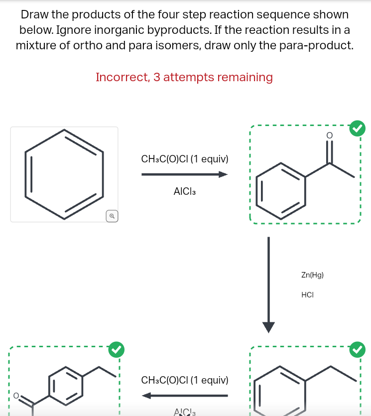 Draw the products of the four step reaction sequence | Chegg.com
