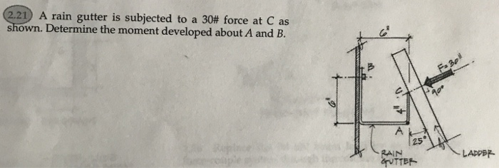 Solved Q21) A rain gutter is subjected to a 30# force at C | Chegg.com