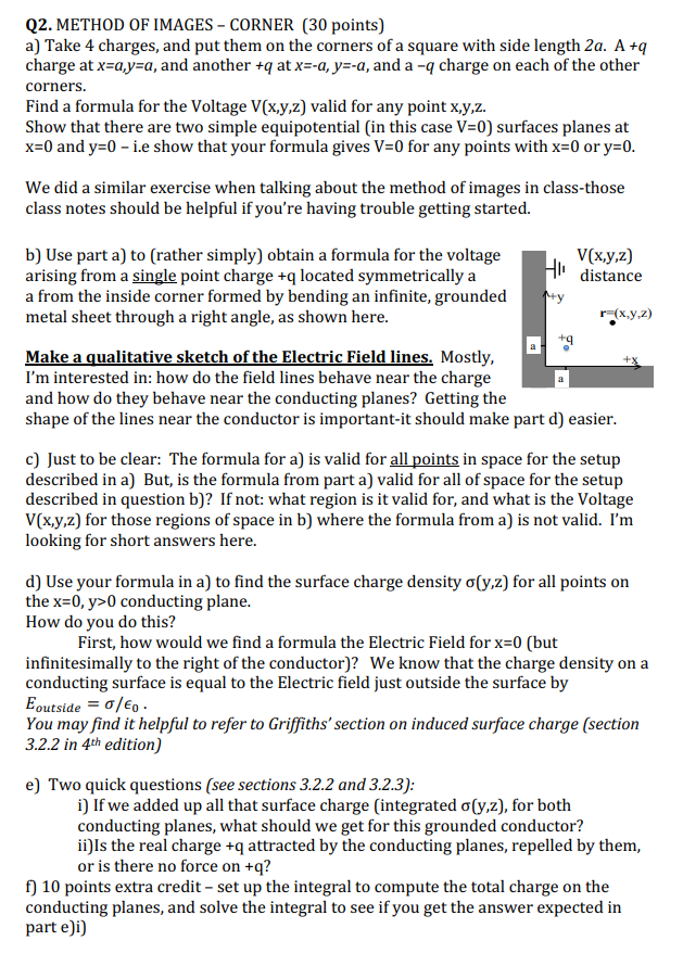 Solved Q2. METHOD OF IMAGES - CORNER (30 points) a) Take 4 | Chegg.com