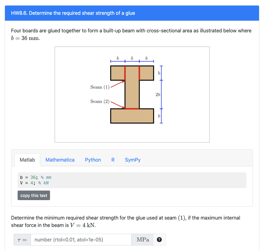 Solved Four boards are glued together to form a built-up | Chegg.com