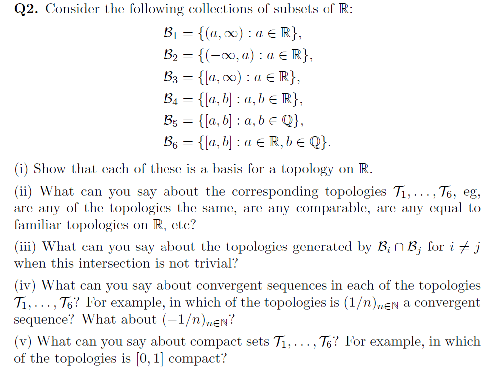 Q2. Consider the following collections of subsets of | Chegg.com