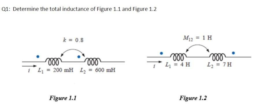 Solved Q1: Determine the total inductance of Figure 1.1 and | Chegg.com