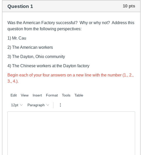 Solved Was the American Factory successful? Why or why not? | Chegg.com