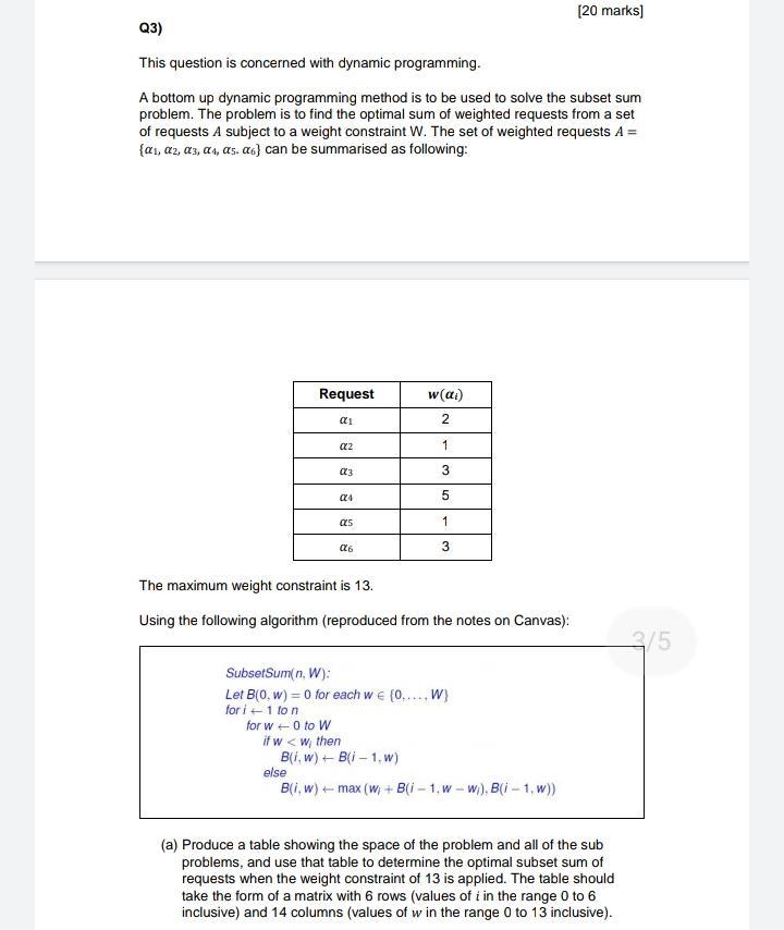 Solved [20 marks) Q3) This question is concerned with | Chegg.com