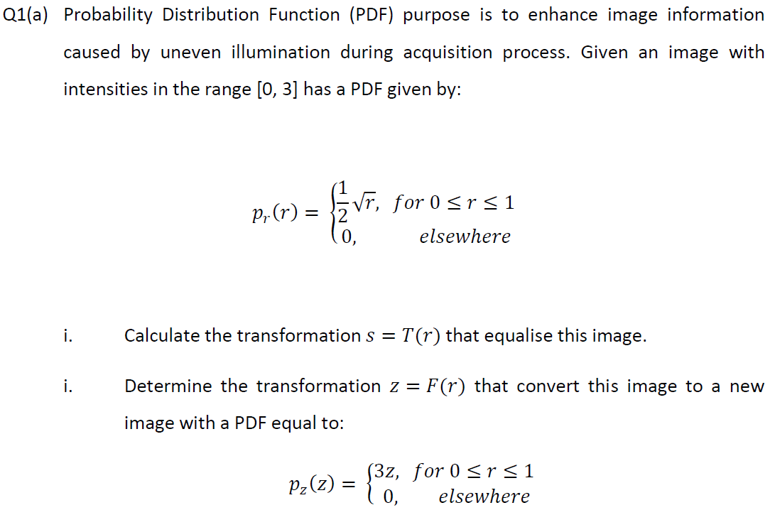 Solved 1(a) Probability Distribution Function (PDF) purpose | Chegg.com