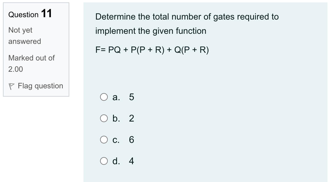 Solved Question 11 Determine the total number of gates | Chegg.com