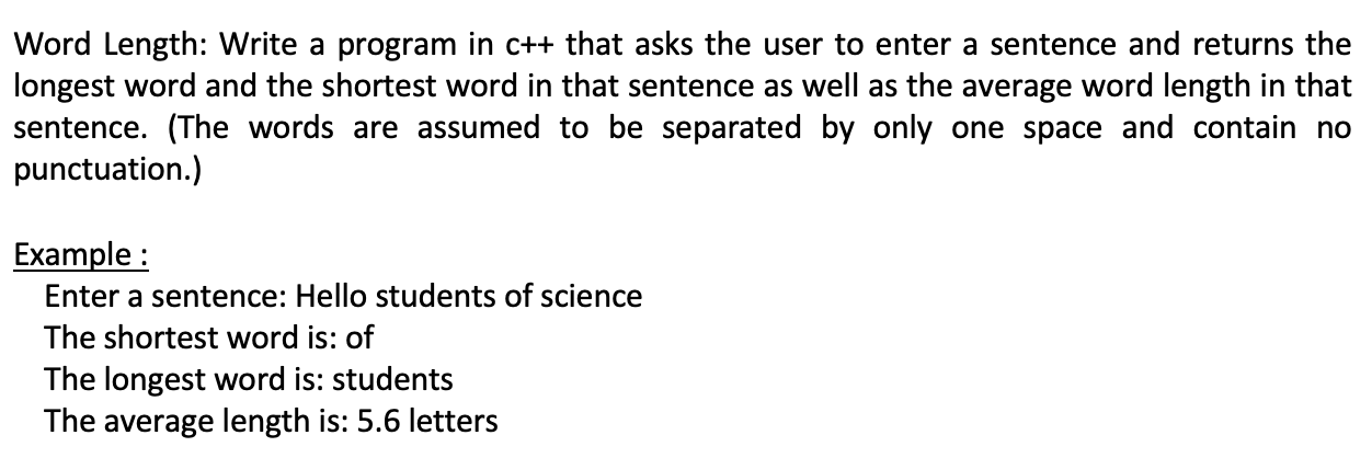 Solved Word Length Write A Program In C That Asks The