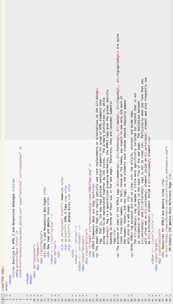Exercise 6: HTML5 Tags and Responsive Layouts In this | Chegg.com
