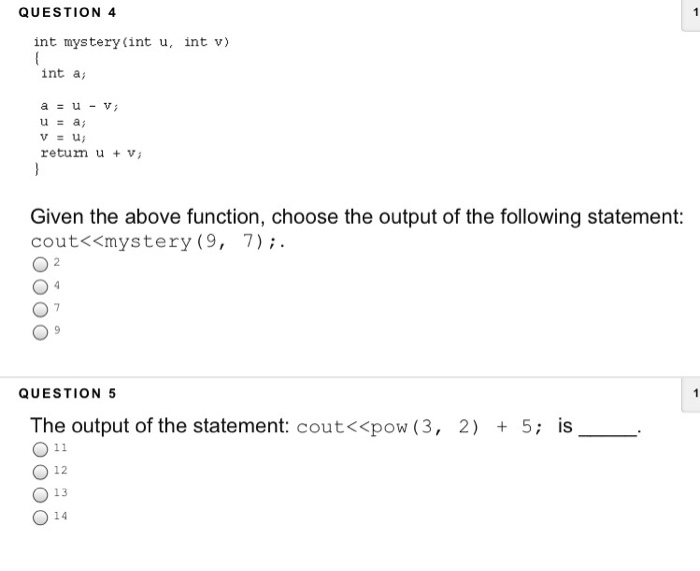 Solved QUESTION 1 The statement return O 10 O 16 O 26 O 160 | Chegg.com