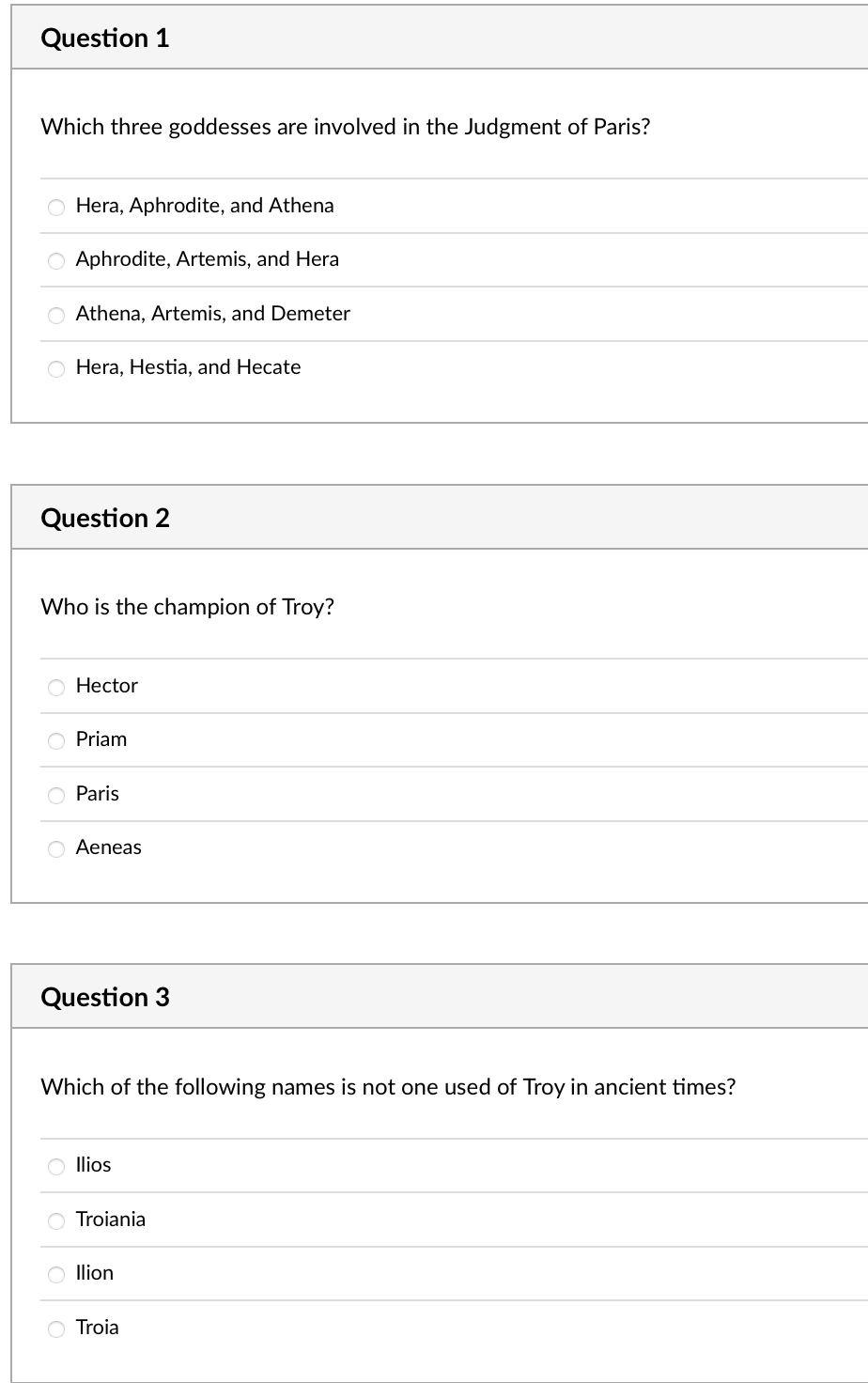 Solved Which three goddesses are involved in the Judgment of | Chegg.com