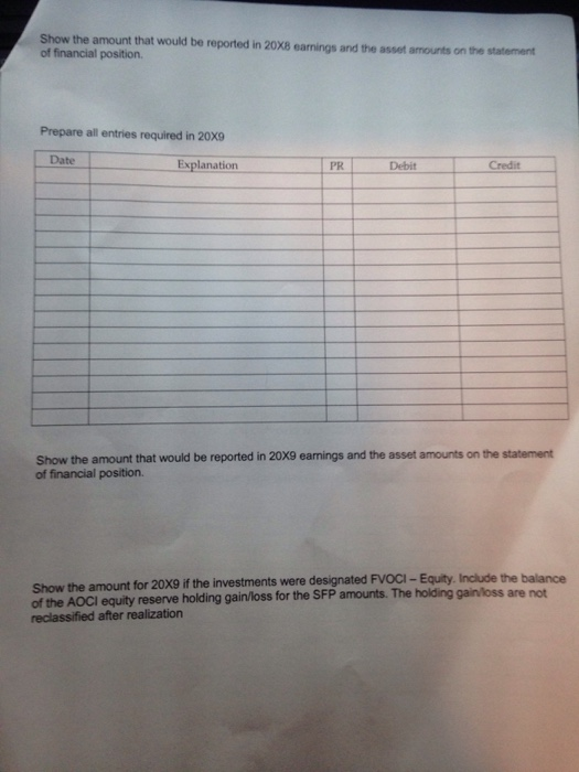 Solved Question 7 -FVTPL and FVOCI shares On November 20x8, | Chegg.com