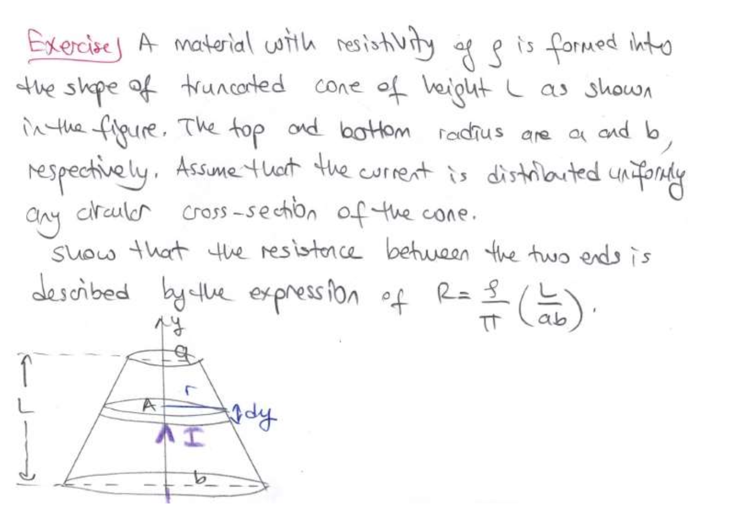 Solved Exercise A material with resistivity of ρ is formed | Chegg.com