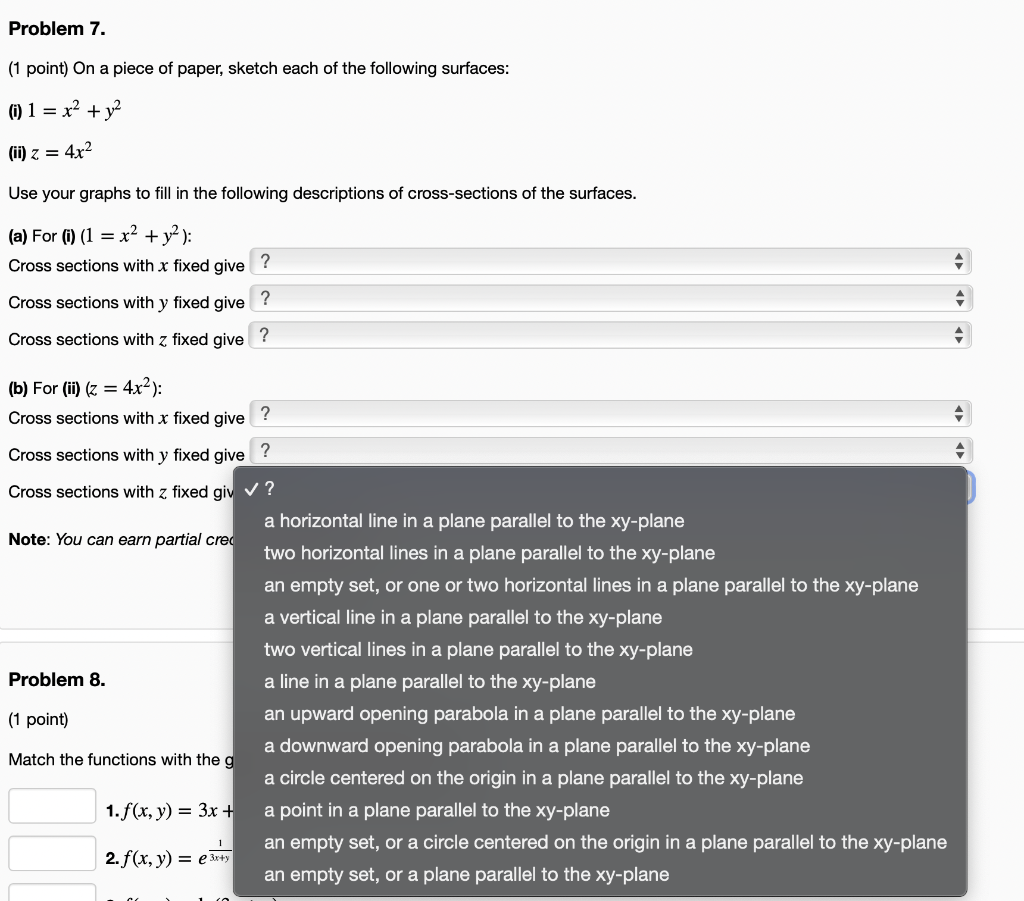 Problem 7. (1 point) On a piece of paper, sketch each | Chegg.com