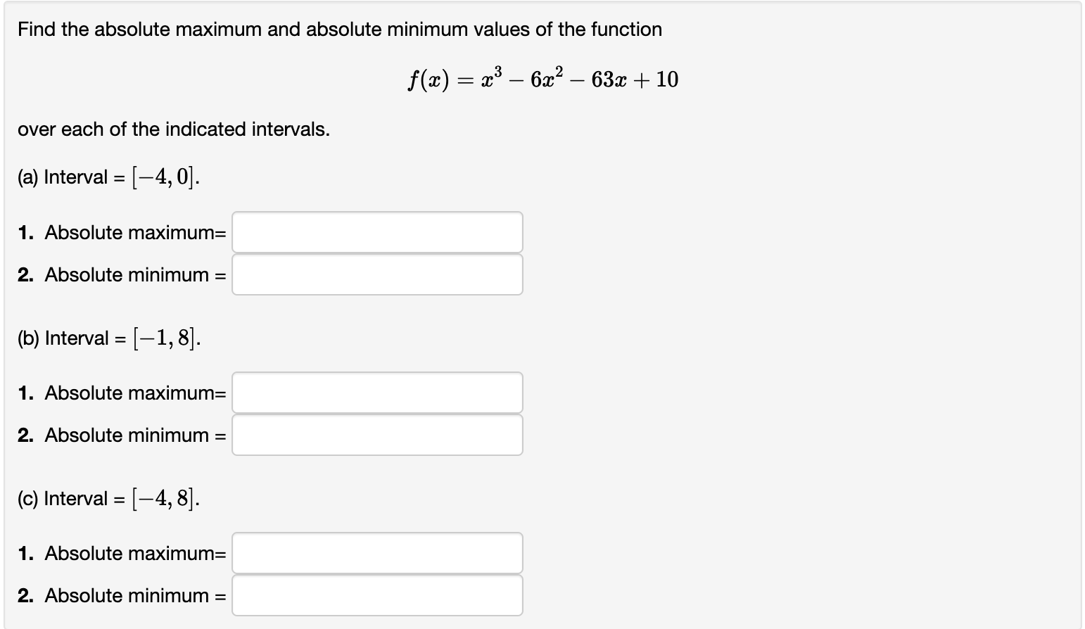 Solved Find the absolute maximum and absolute minimum values | Chegg.com | Chegg.com