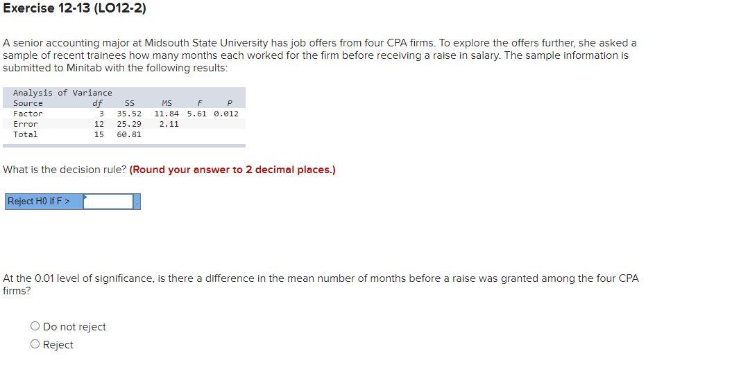 Solved Exercise 12-13 (LO12-2) A senior accounting major at | Chegg.com