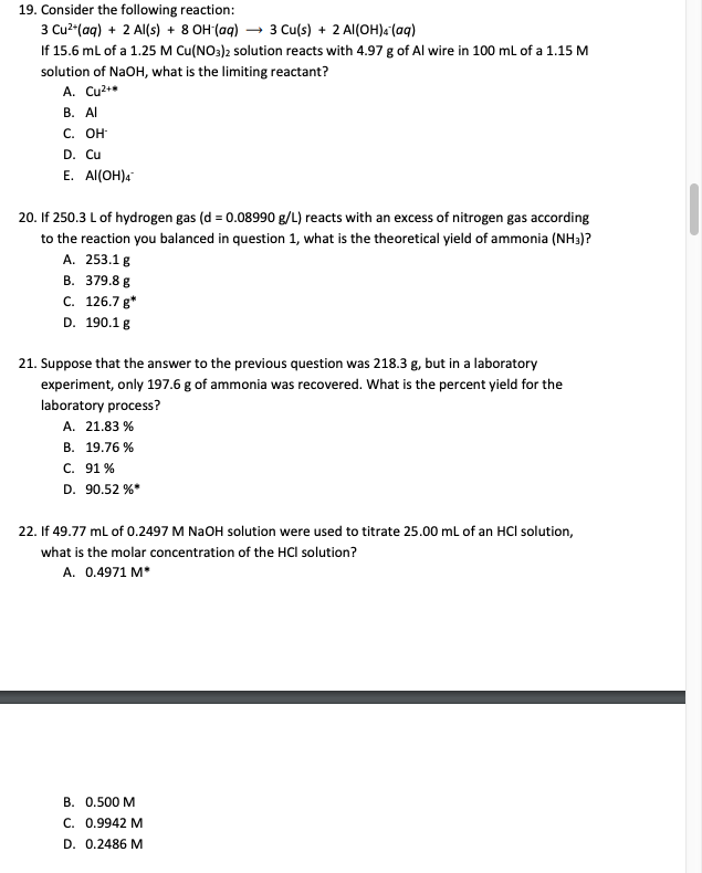 Solved 19. Consider the following reaction: 3 Cu2-(aq) 2 | Chegg.com