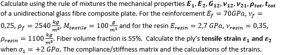 Solved Calculate using the rule of mixtures the mechanical | Chegg.com