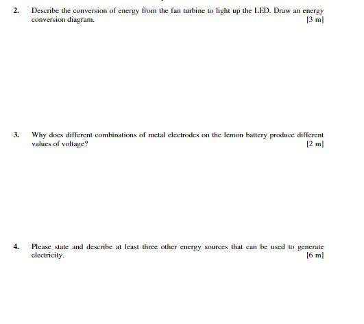 Solved 2. 2. Describe the conversion of energy from the fan | Chegg.com