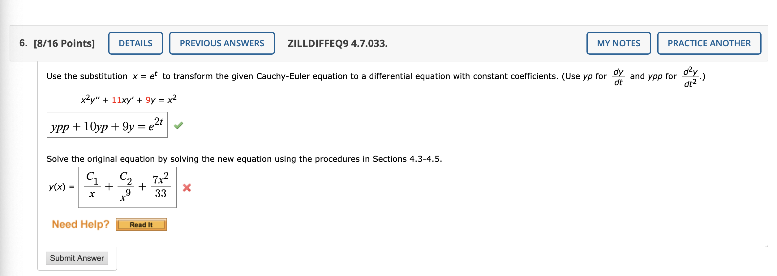 Solved Use The Substitution X Et To Transform The Given Chegg