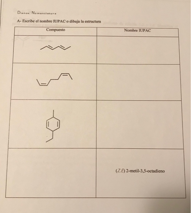 Solved Diene nomenclature A- Write the name IUPAC | Chegg.com