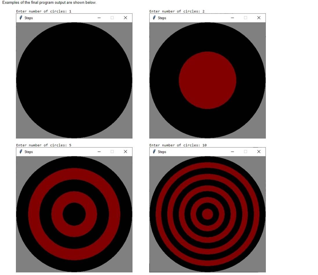 Solved Lab 8 - Circles Design and develop a program to draw | Chegg.com