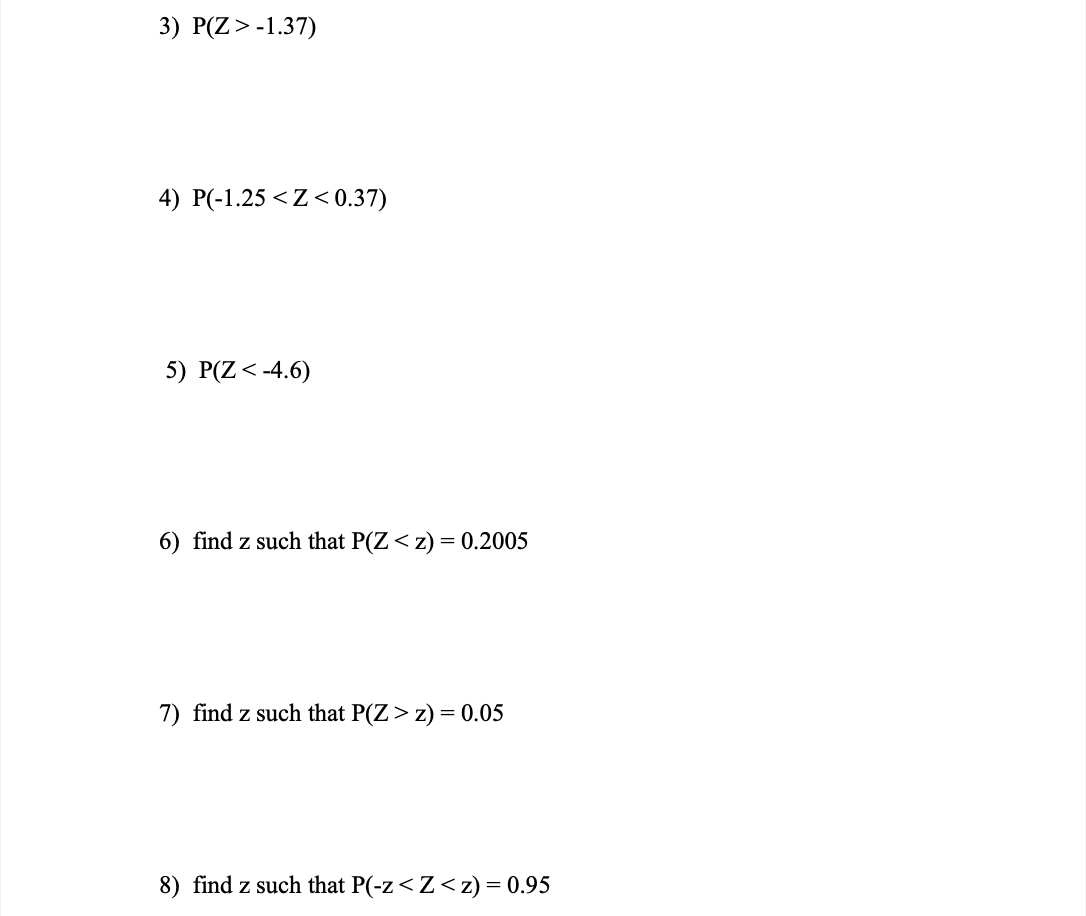 Solved Example: 1) P(Z > 1.26) 2) P(Z | Chegg.com