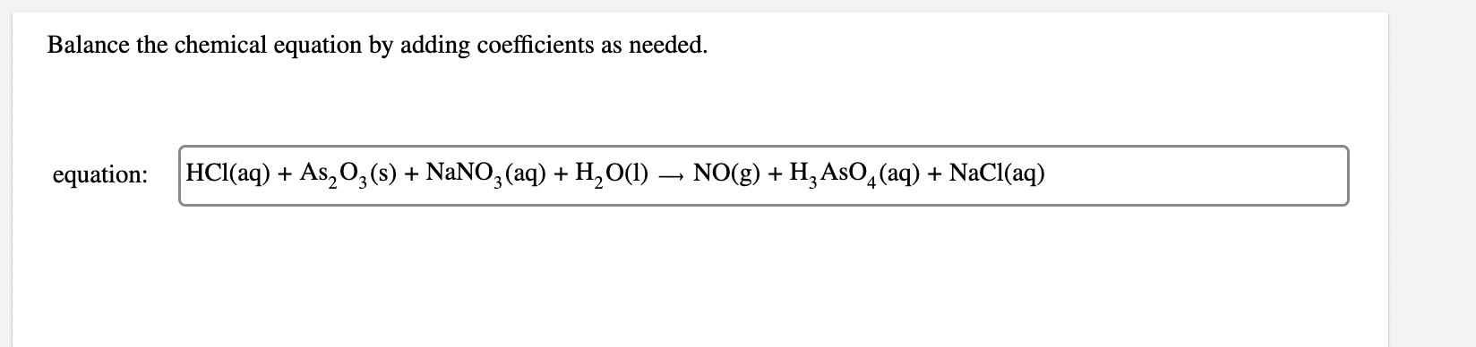 Solved Balance the chemical equation by adding coefficients | Chegg.com