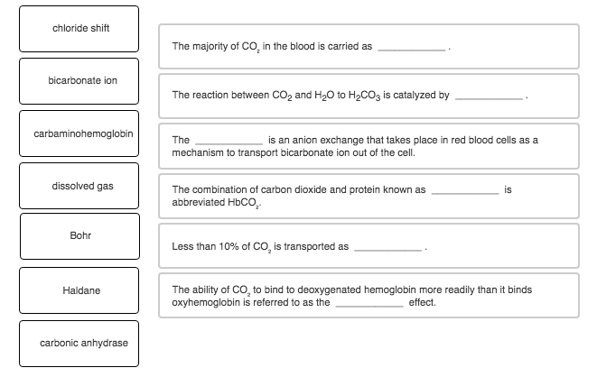Solved chloride shift The majority of co, in the blood is | Chegg.com