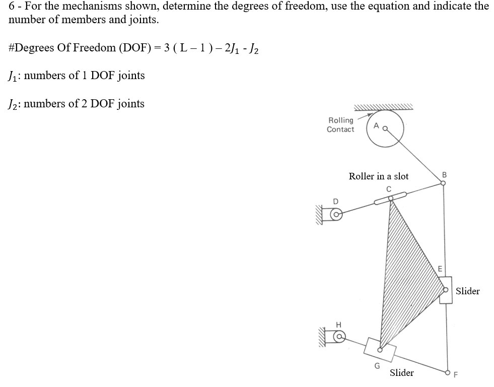 Solved 6 - For the mechanisms shown, determine the degrees | Chegg.com
