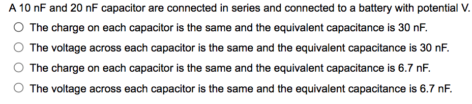 Solved A 10 nF and 20 nF capacitor are connected in series | Chegg.com
