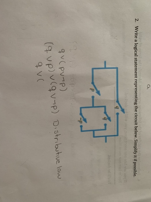 Solved 2. Write a logical statement representing the circuit | Chegg.com