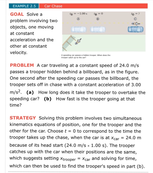 Solved Car Chase EXAMPLE 2.5 GOAL Solve a problem involving | Chegg.com