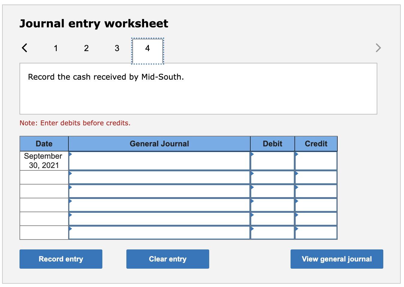 Solved Journal entry worksheet Record the cash | Chegg.com