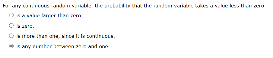 Solved For any continuous random variable, the probability | Chegg.com