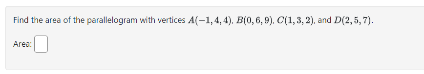 Solved Find the area of the parallelogram with vertices | Chegg.com