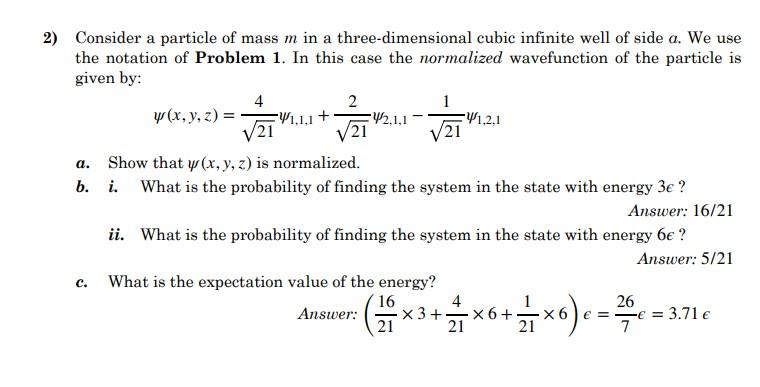 Solved Consider a particle of mass m in a three-dimensional | Chegg.com