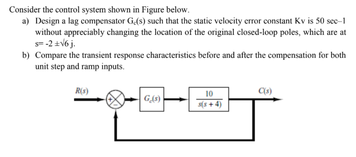 Solved Consider the control system shown in Figure below. a) | Chegg.com