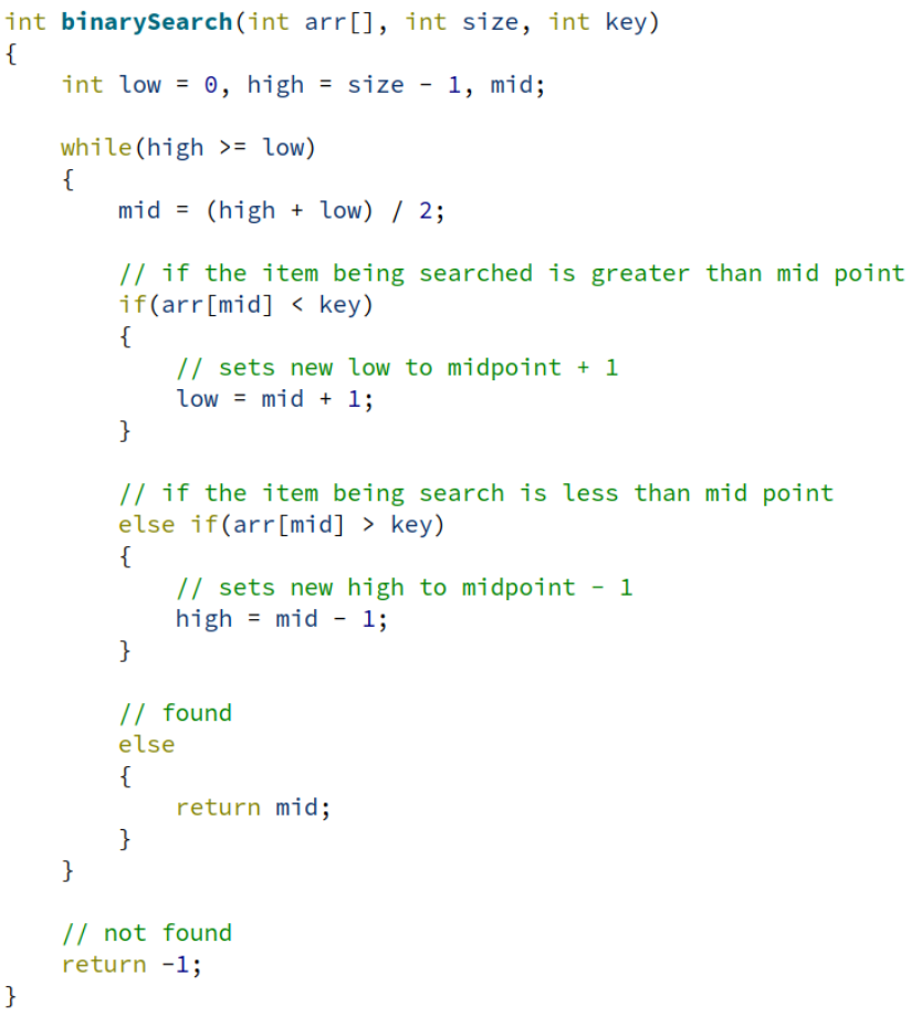 Solved Given the binary search algorithm, answer the | Chegg.com