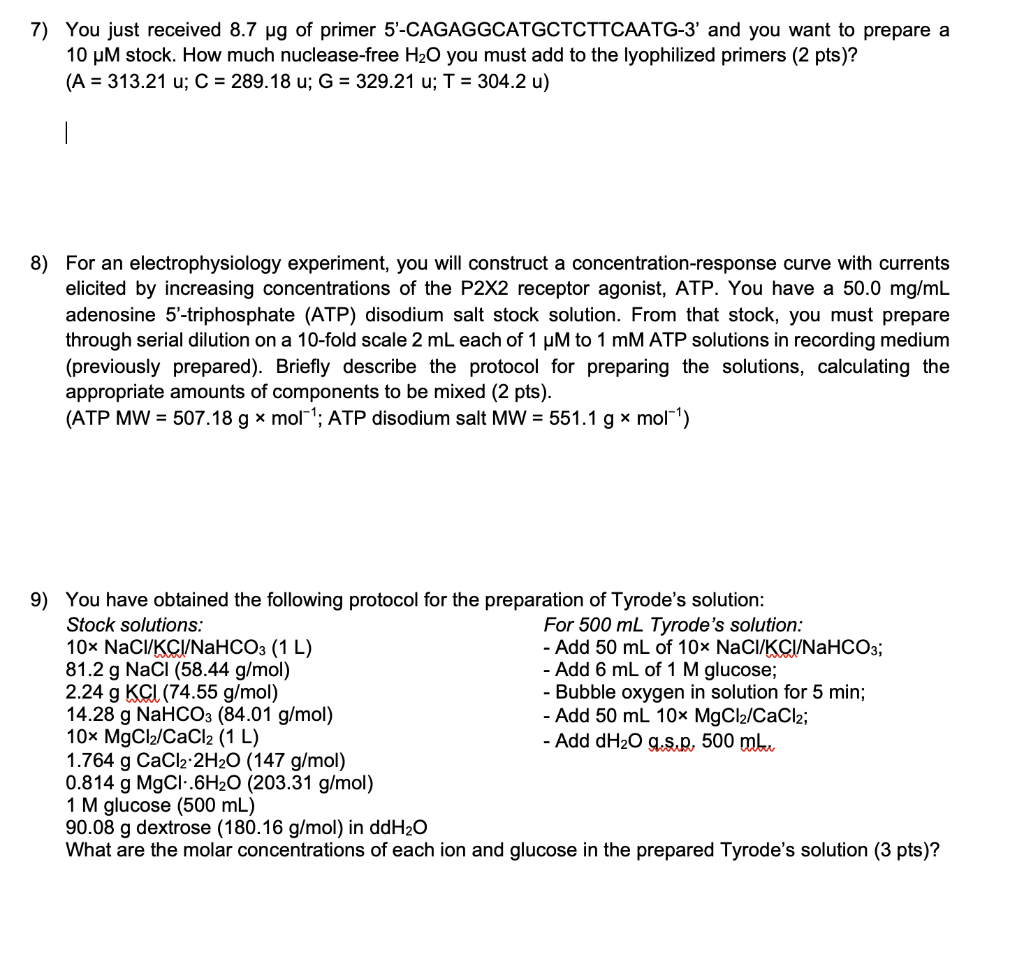 Solved You just received 8.7μg of primer | Chegg.com