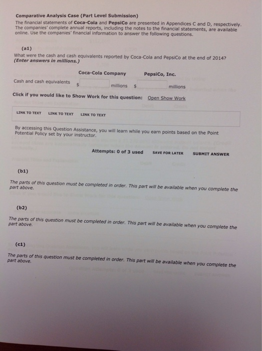 Comparative Analysis Case (Part Level Submission) The | Chegg.com