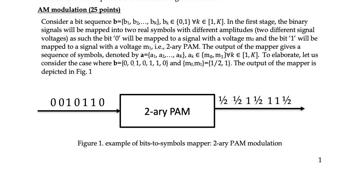Solved AM modulation ( 25 points) Consider a bit sequence | Chegg.com