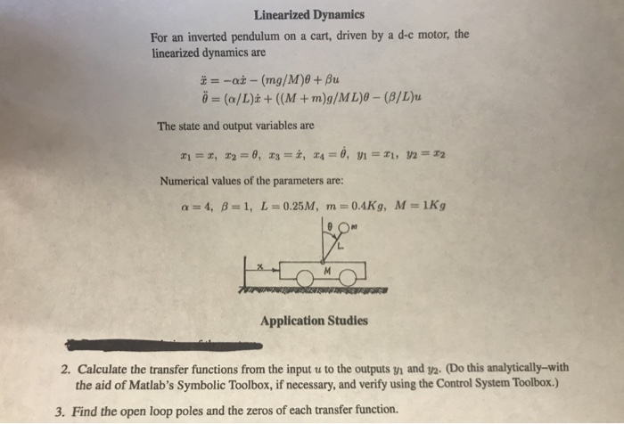 Solved Linearized Dynamics For an inverted pendulum on a | Chegg.com