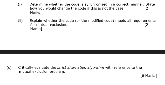 Solved 1. Concurrency and Deadlock (25 Marks) (a) Are the | Chegg.com
