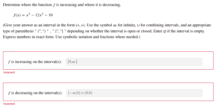 Solved Determine where the function f is increasing and | Chegg.com
