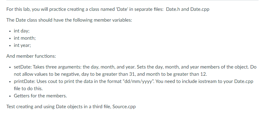 Solved For this lab, you will practice creating a class | Chegg.com